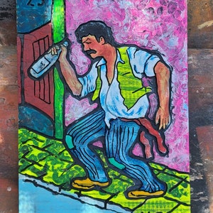 El Borracho, Handmade, Carved and Painted, Wood Wall Art, Loteria Decor ...