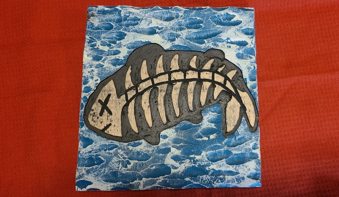 Fish Skeleton Wood Decor, Original, Handmade, Carved and Painted, Wall ...