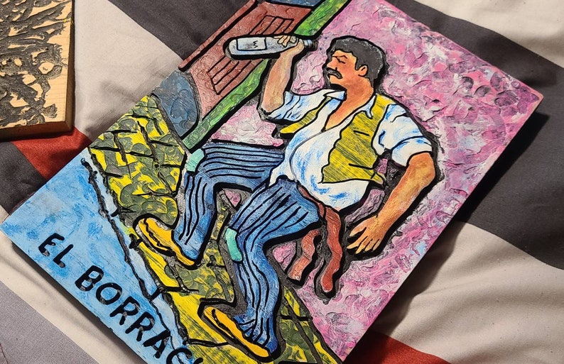 El Borracho Handmade Carved and Painted Wooden Wall Art made - Etsy