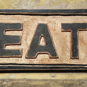 Wooden Kitchen Decoration, EAT Sign, Vintage Diner Decor, Handmade ...