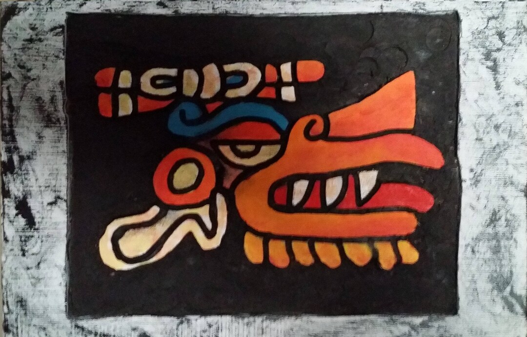 Handmade Wooden Aztec Wall Art, Primitive Style Wood Plaque, Carved ...