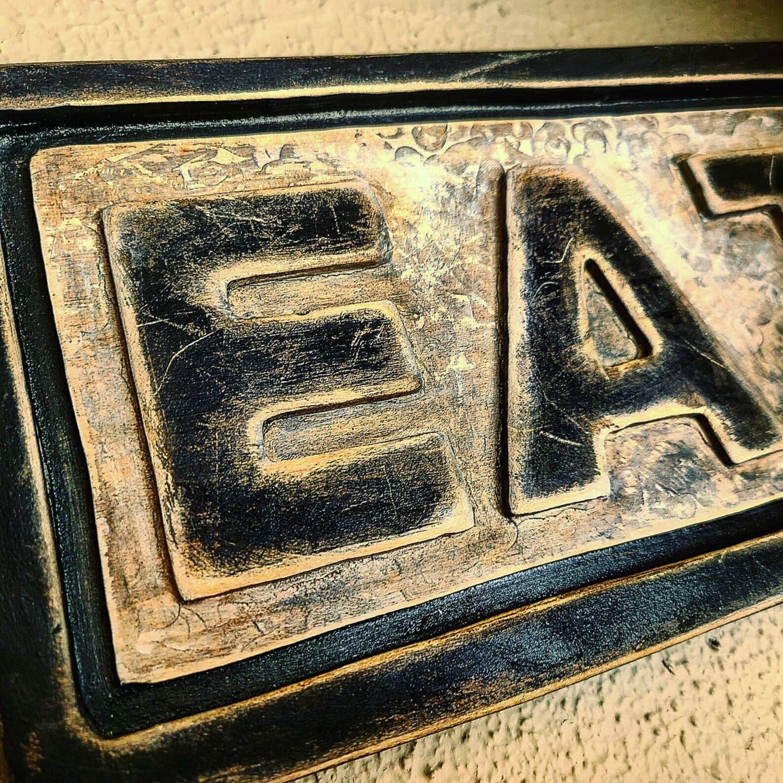 Wooden Kitchen Decoration, EAT Sign, Vintage Diner Decor, Handmade ...