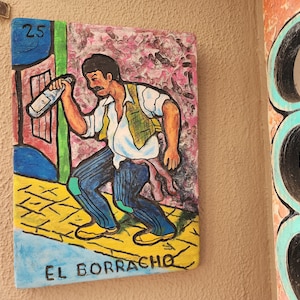 El Borracho, Handmade, Carved and Painted, Wood Wall Art, Loteria Decor ...