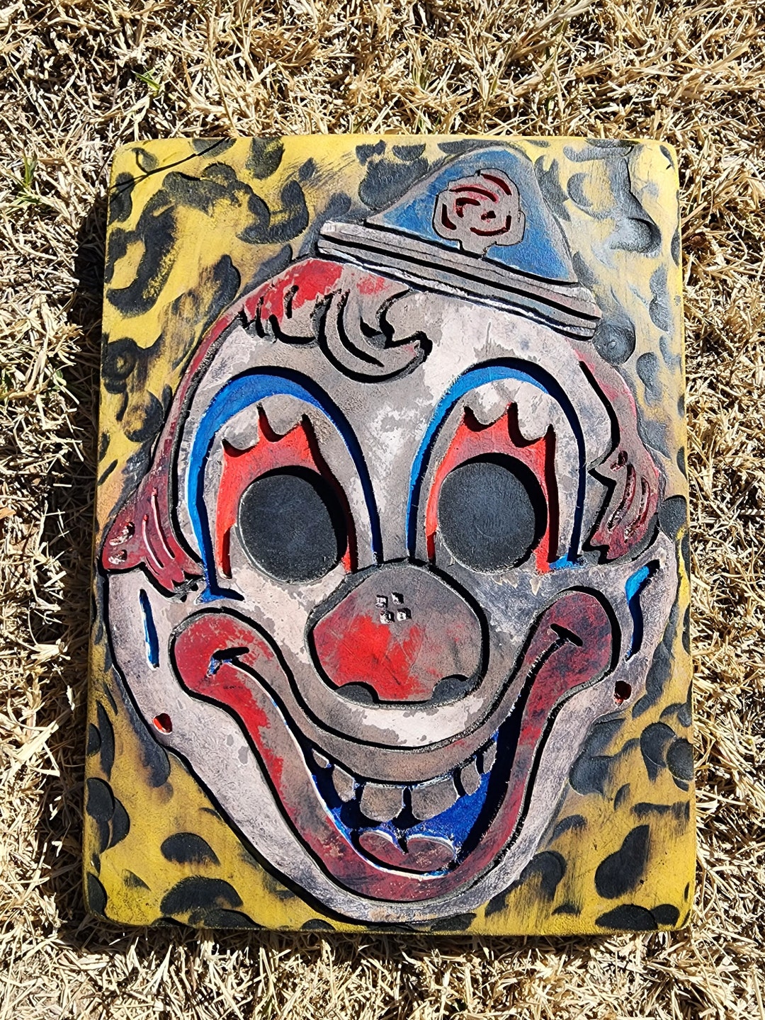 Clown Art, Handmade, Wooden Wall Decor, Circus, Vintage, Carved, Hand ...