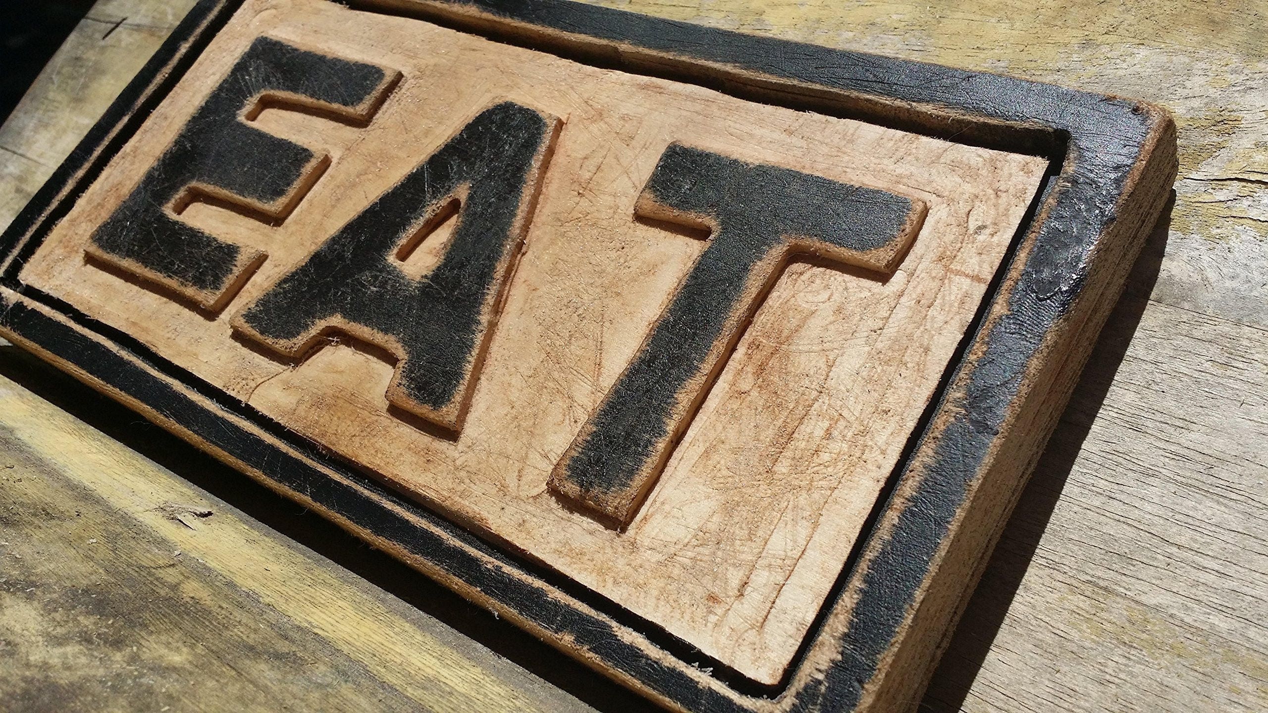 Wooden Kitchen Decoration, EAT Sign, Vintage Diner Decor, Handmade ...