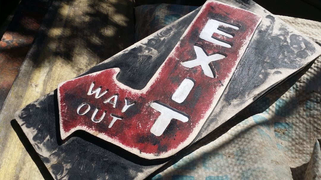 Exit Sign, Distressed, Vintage Looking, Wooden Wall Art, Handmade ...
