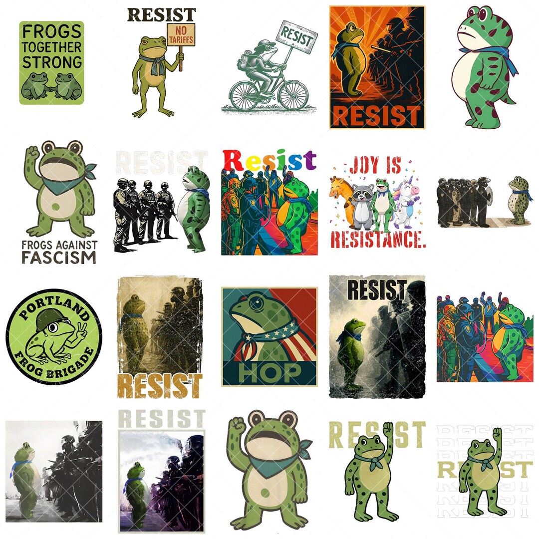 Portland Frog Brigade PNG Bundle, Resist Protest Art, Frogs Against ...