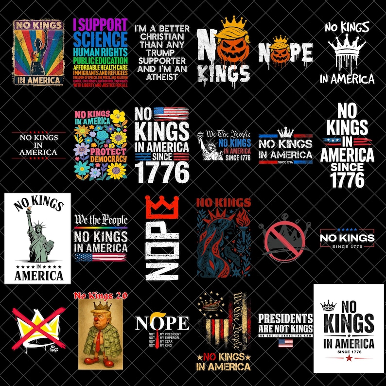No Kings in America PNG Bundle, Political Protest Art, Anti-king Meme ...
