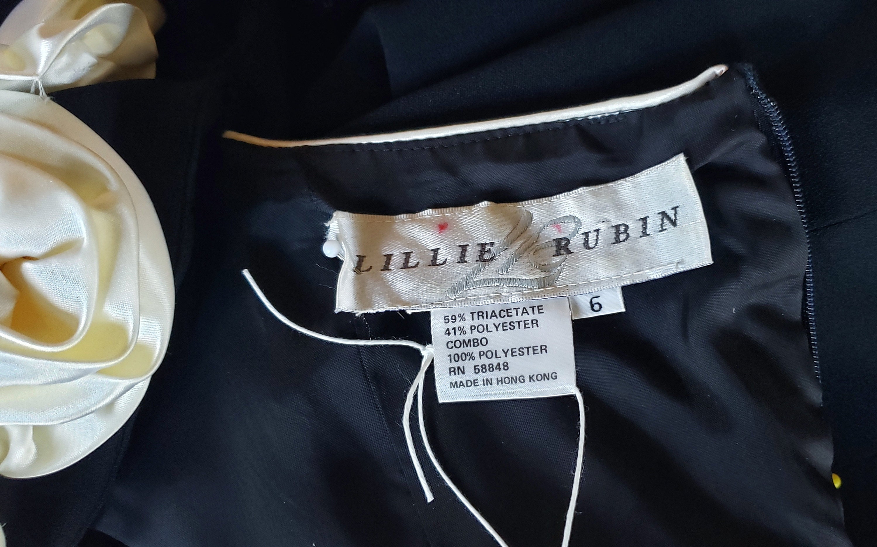 Vintage 80's Does 60's Lillie Ruben Black Crepe Cocktail Dress With ...