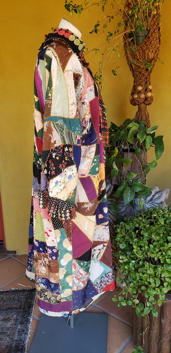 Antique Patchwork Crazy Quilt Coat Quilt Jacket Duste… - Gem