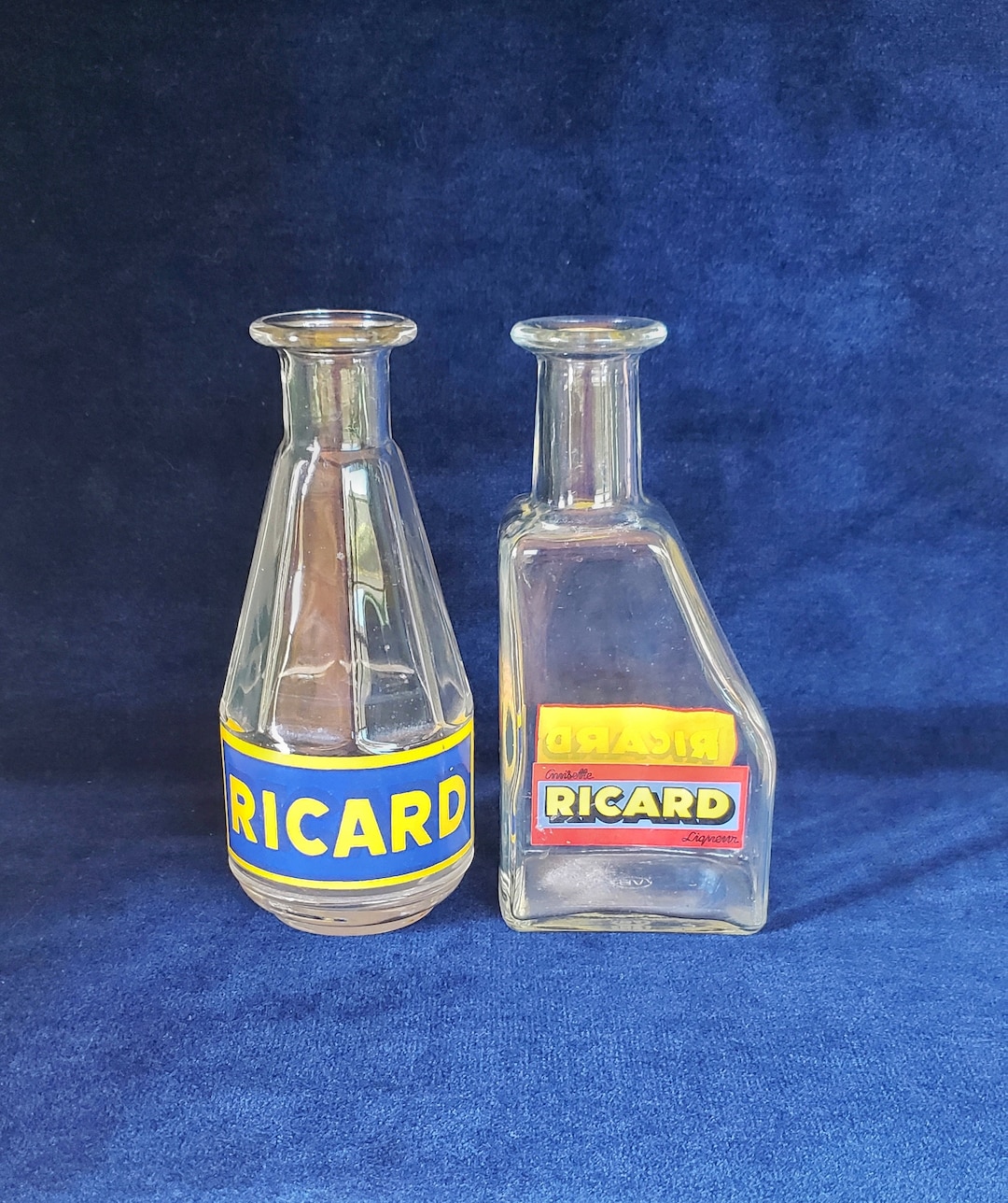 Vintage Pair of Ricard Cafe Bottles, French Aperitif, Branded Barware ...