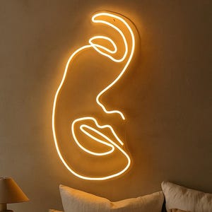 Minimalist Abstract Face LED Neon Sign: Modern Line Art (16x8 Inches ...