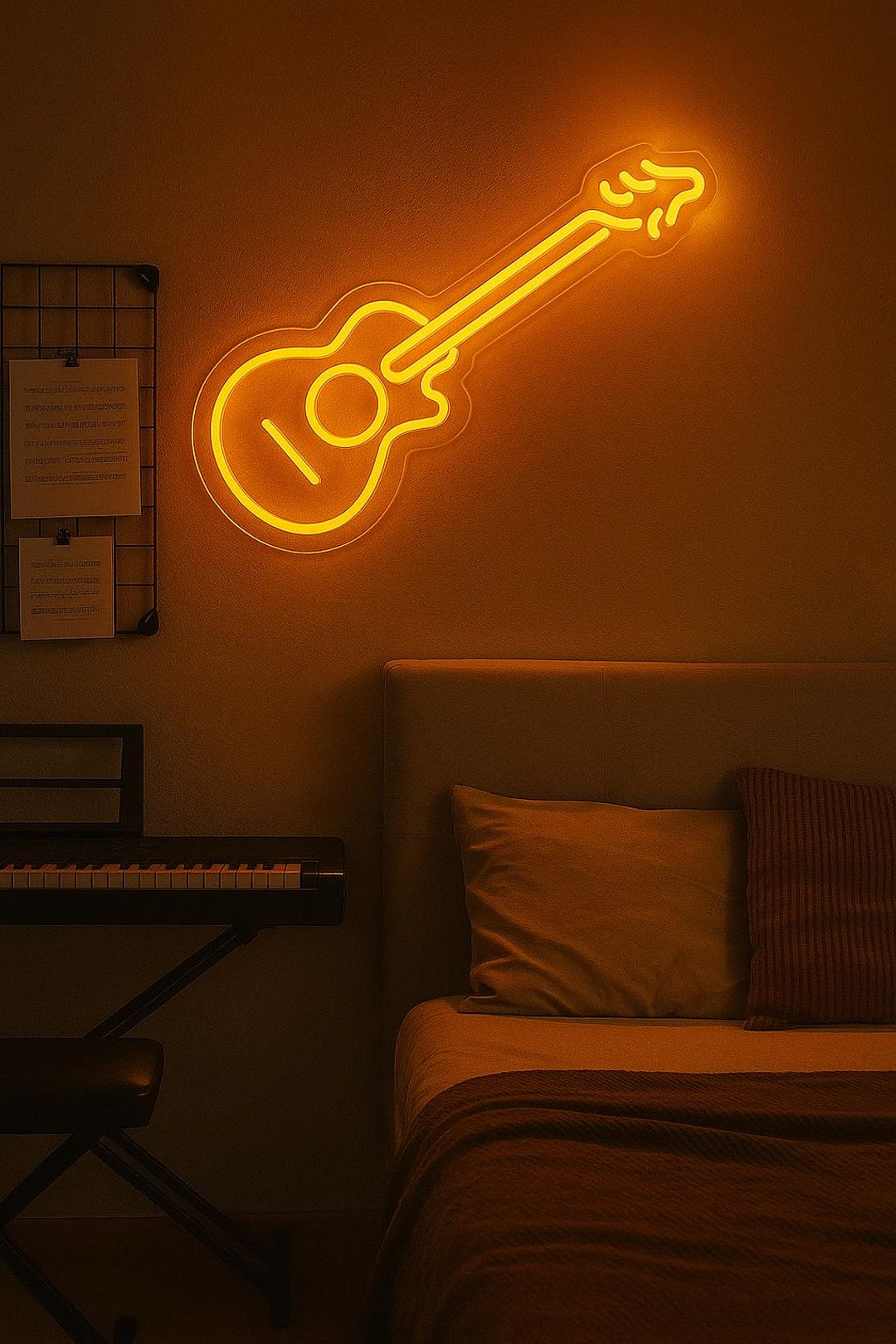 LED Neon Guitar Sign: Music Studio Wall Decor, 31x14 Inches - Etsy