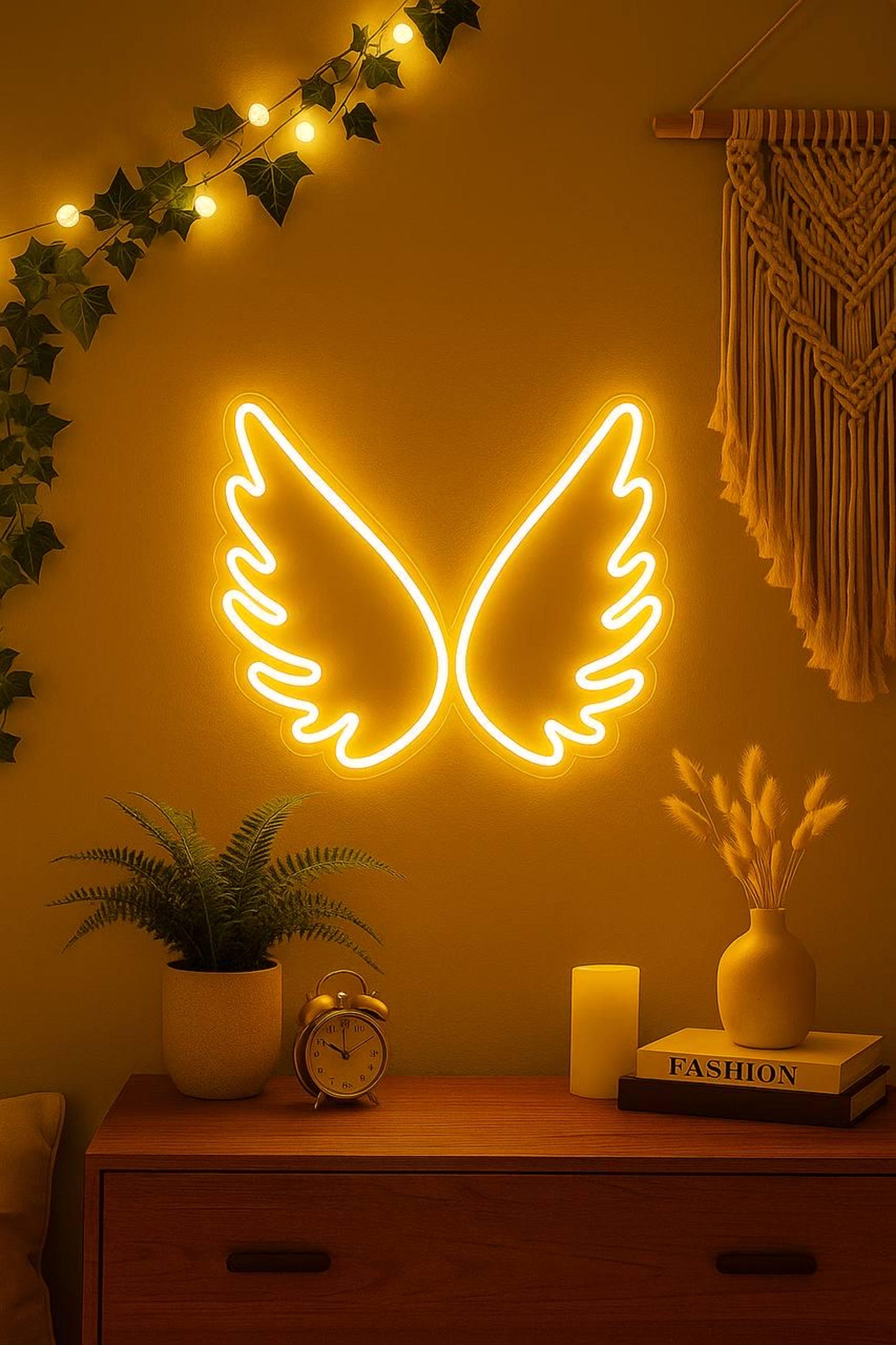 Angel Wings Neon Sign – LED Wall Light for Bedroom or Nursery – Soft ...