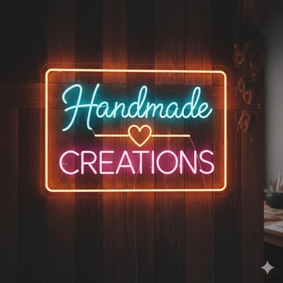 Handmade Creations Neon Sign – Colorful LED Wall Decor for Studio, Shop ...