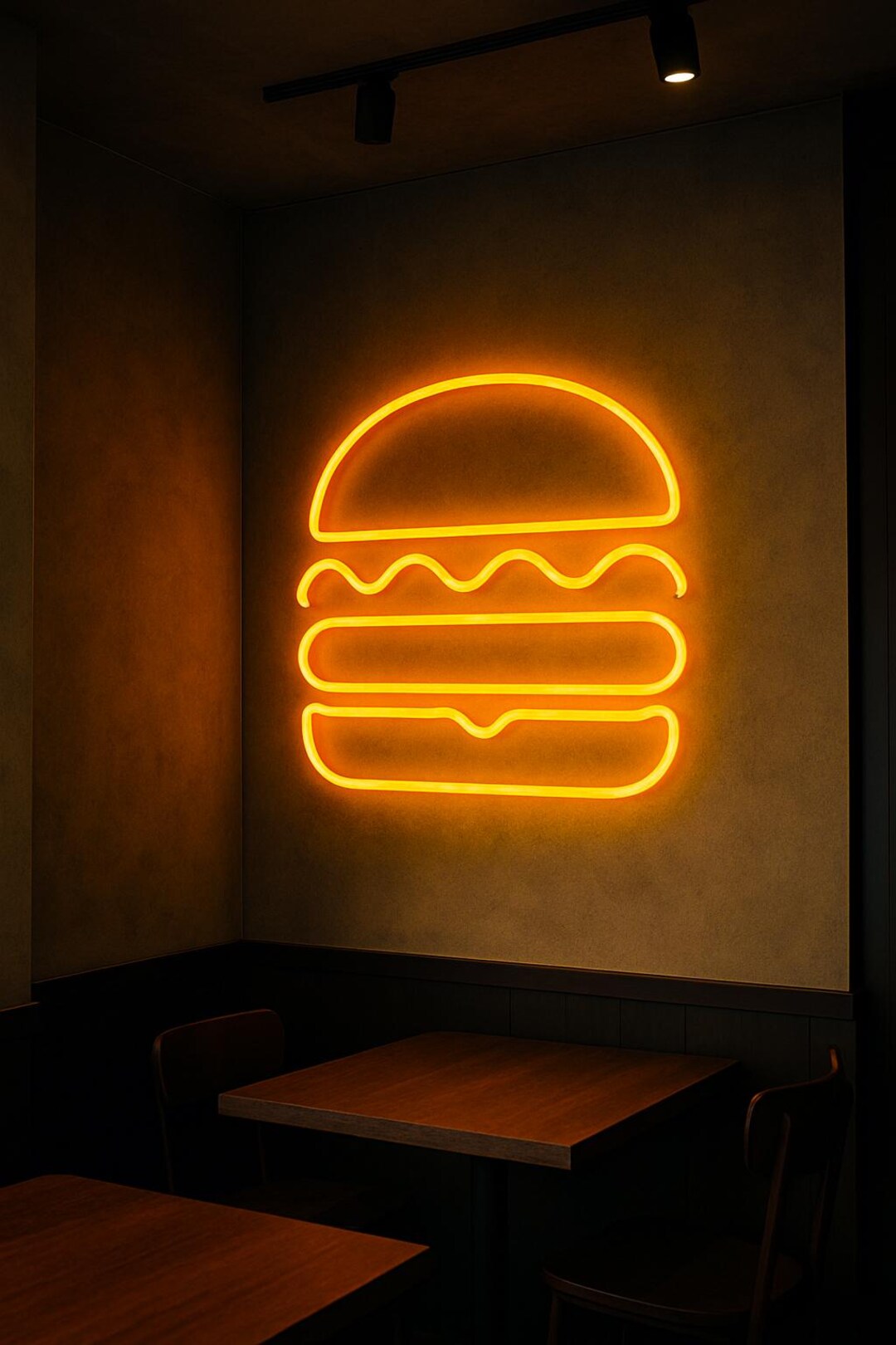 Burger Neon Sign: LED Restaurant, Cafe, Bar Wall Decor (16x16 Inches ...