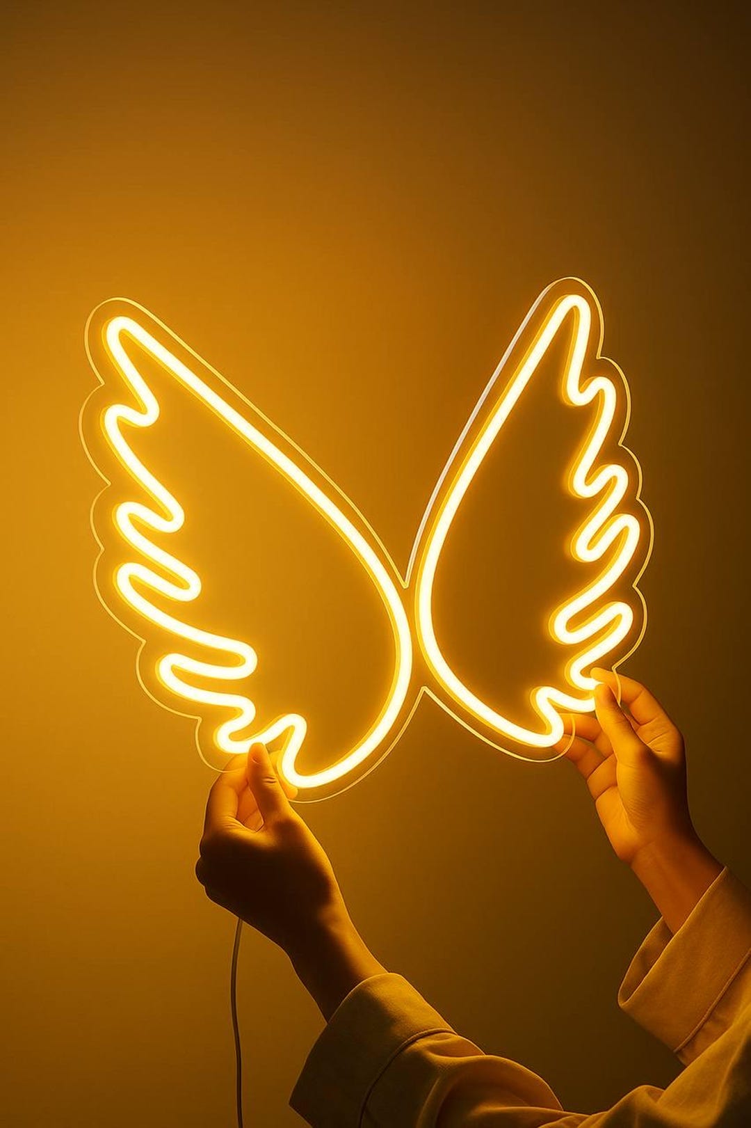 Angel Wings Neon Sign – LED Wall Light for Bedroom or Nursery – Soft ...