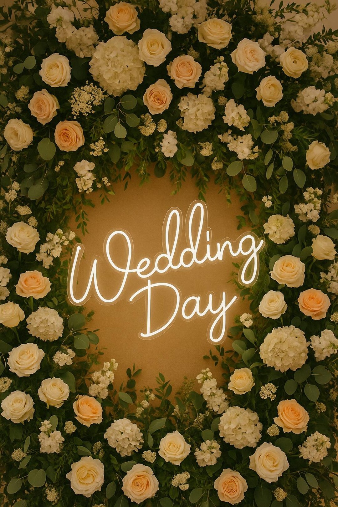 Wedding Day Neon Sign: White LED Light, Reception Decor (18x12 Inches ...