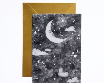 Baby Moon Card | Etsy