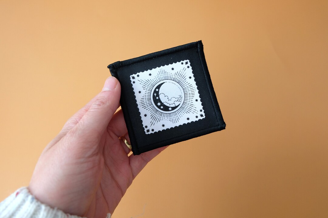 Crescent Moon & Stars Iron on Patch: Celestial Screen Printed Applique ...