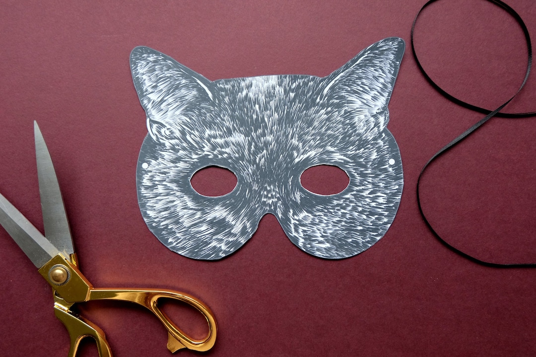 Printable Halloween Mask - Black Cat Halloween Mask - DIY Costume - - Etsy