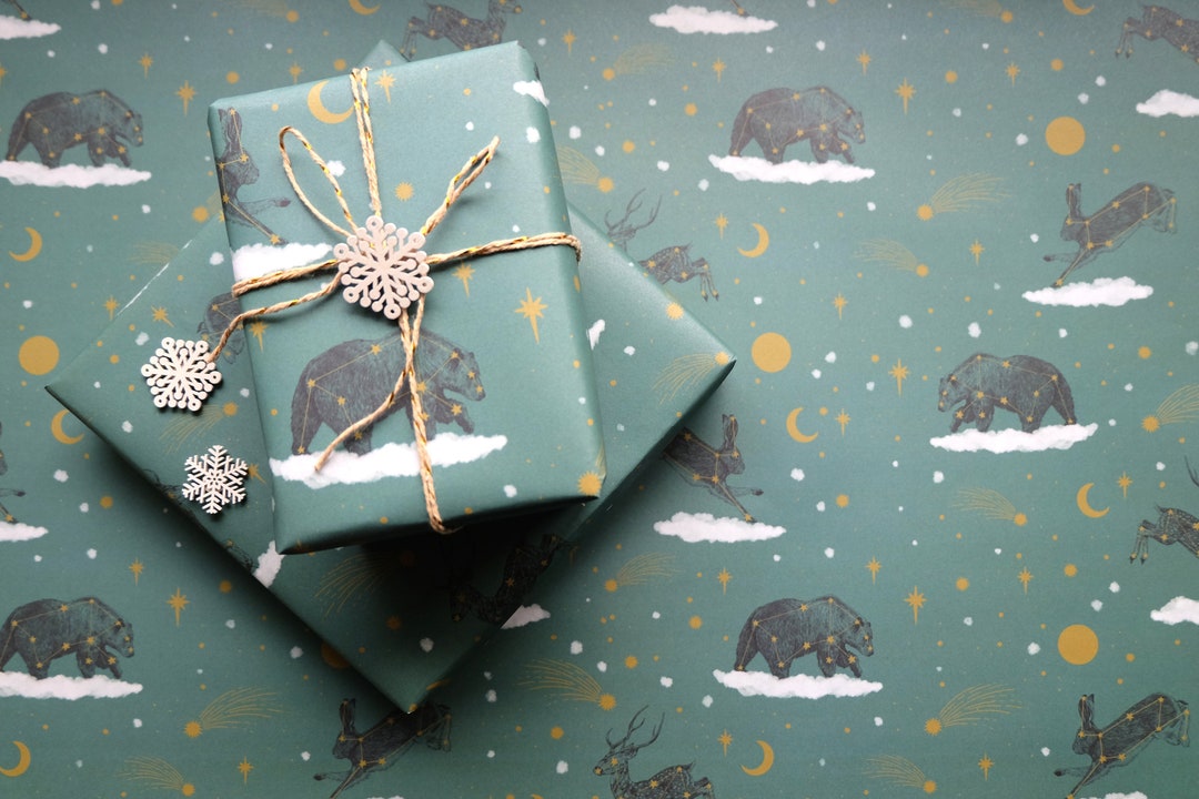 Winter Animal Constellation Christmas Wrapping Paper 50x70cm Sheet - Etsy