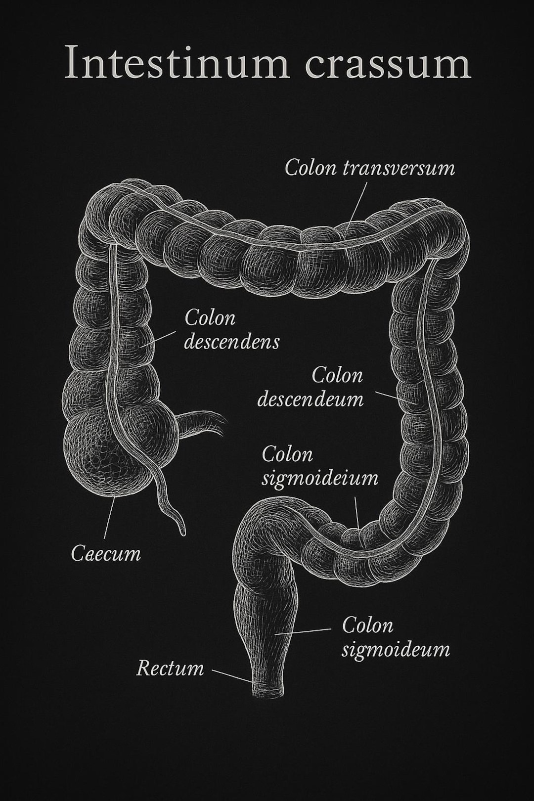 Anatomy Poster Large Intestine – Intestinum Crassum | Vintage ...