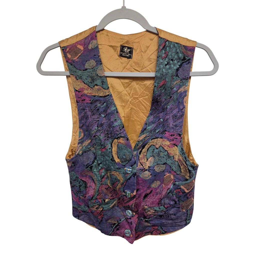 90s Vintage Beverly Hills Editions Vest Womens Abstract Art to Wear ...
