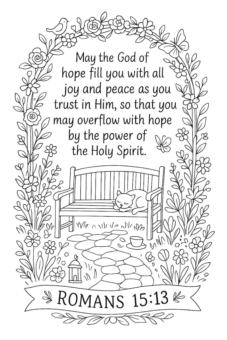 Romans 15:13 Bible Verse Coloring Page + Study Guide | Christian ...