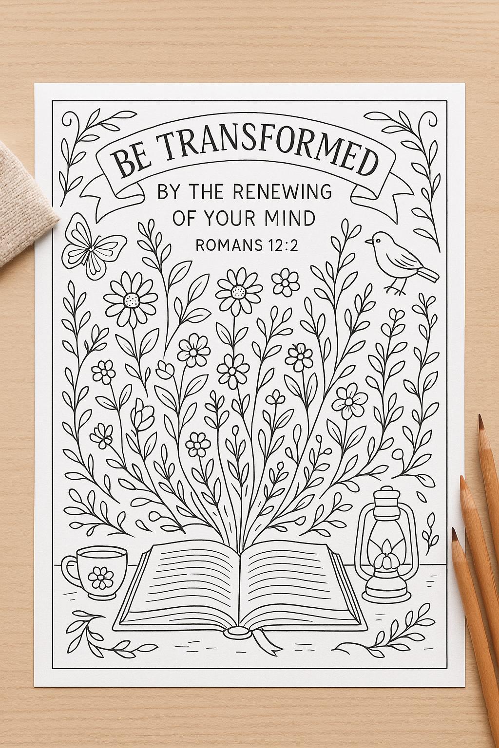 Romans 12:2 Bible Verse Coloring Page + Study Guide | Christian ...