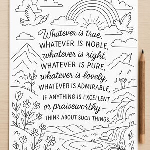 Philippians 4:8 Bible Verse Coloring Page | Christian Printable ...
