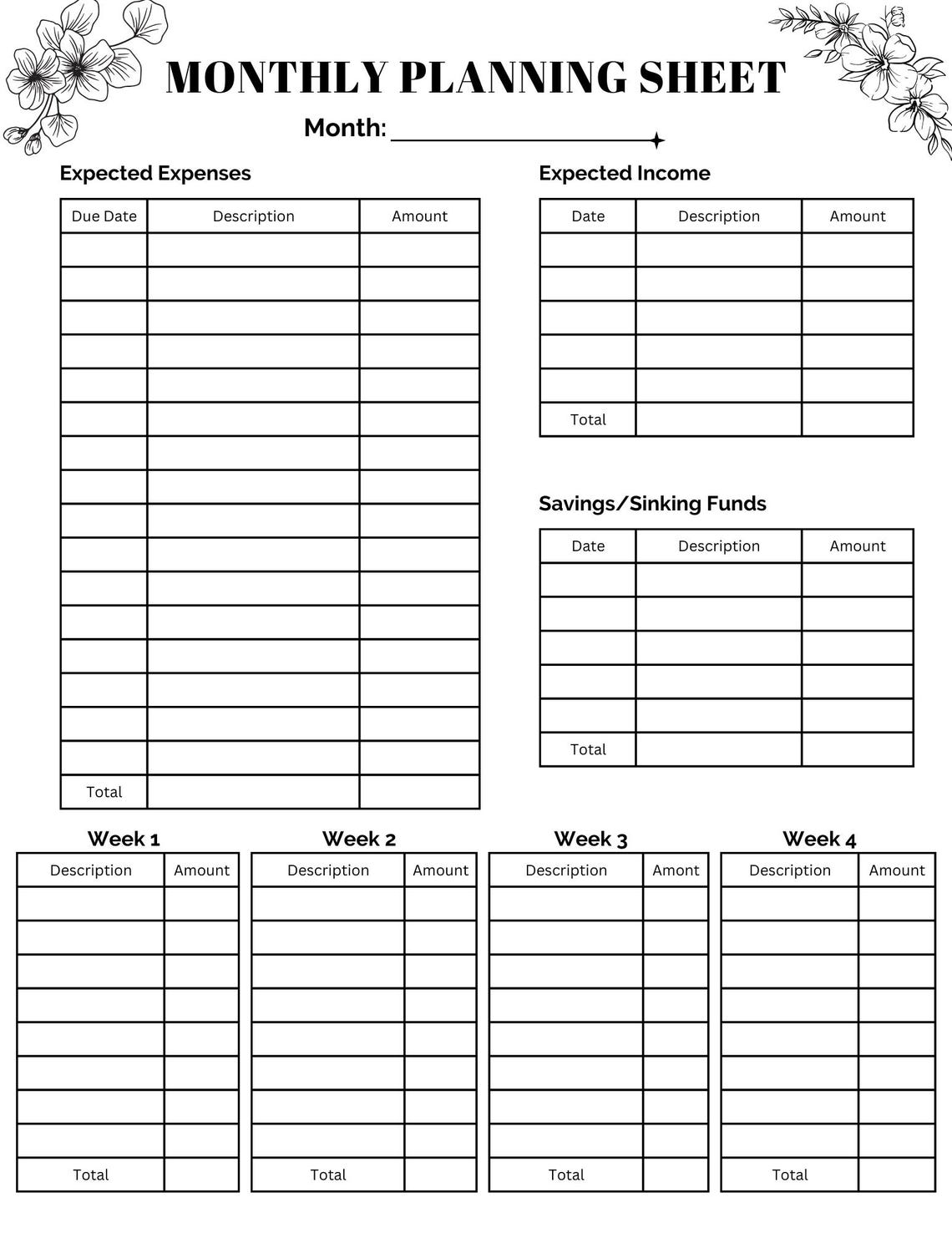 Monthly Budget Planner Tool | Paycheck-to-paycheck Planning Sheet ...
