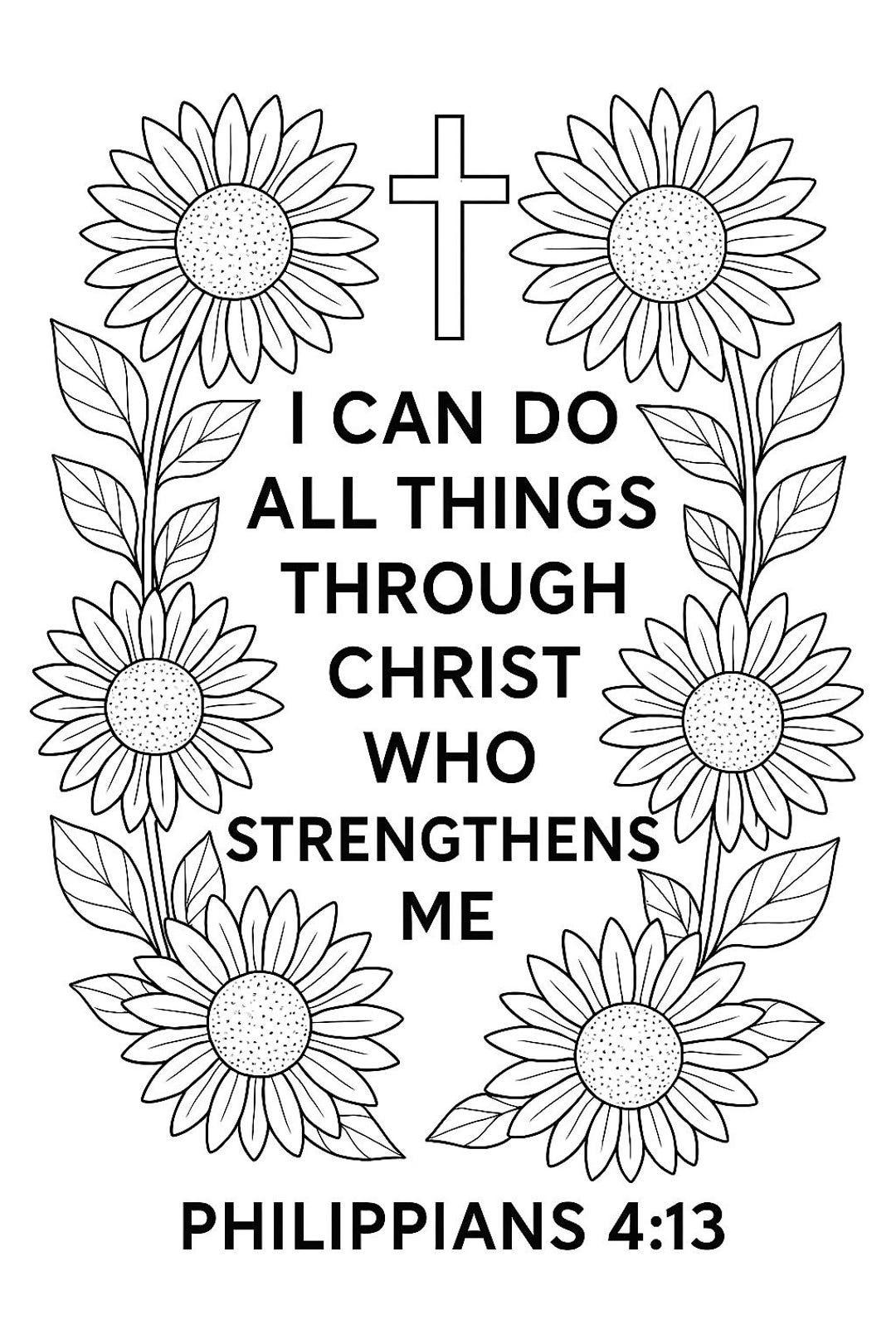 Christian Coloring Page – Philippians 4:13 Printable | Sunflower Bible ...
