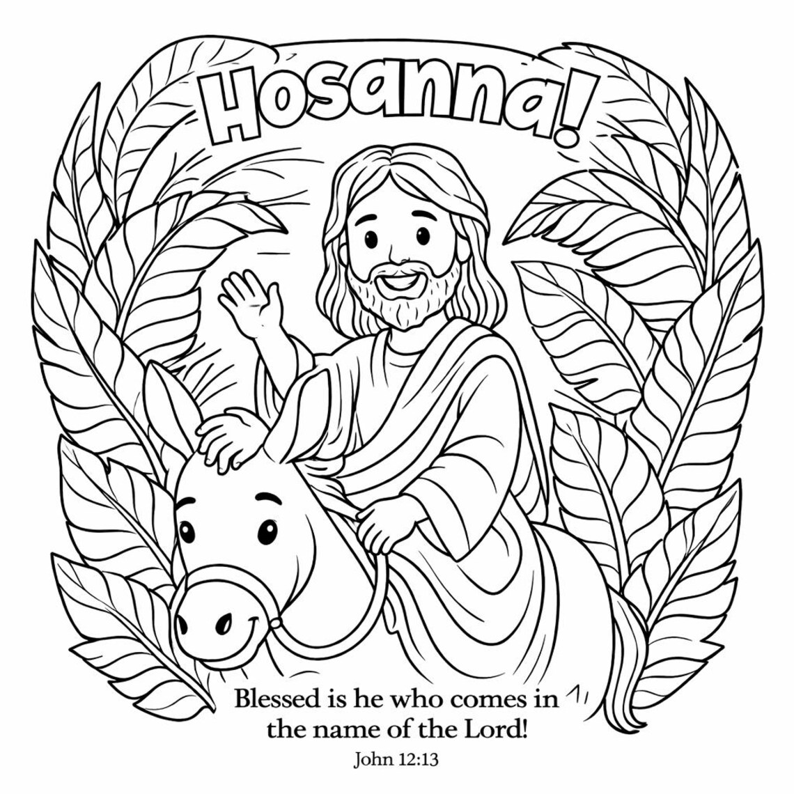 Palm Sunday Kids Coloring Page | Hosanna Coloring Sheet | Easter ...