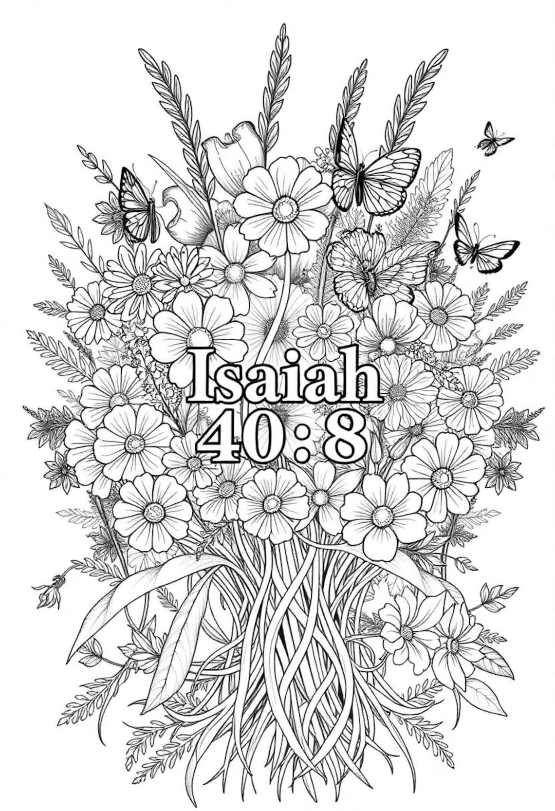 Isaiah 40:8 Coloring Pages and Study Guide Bundle – Floral Bible Verse ...