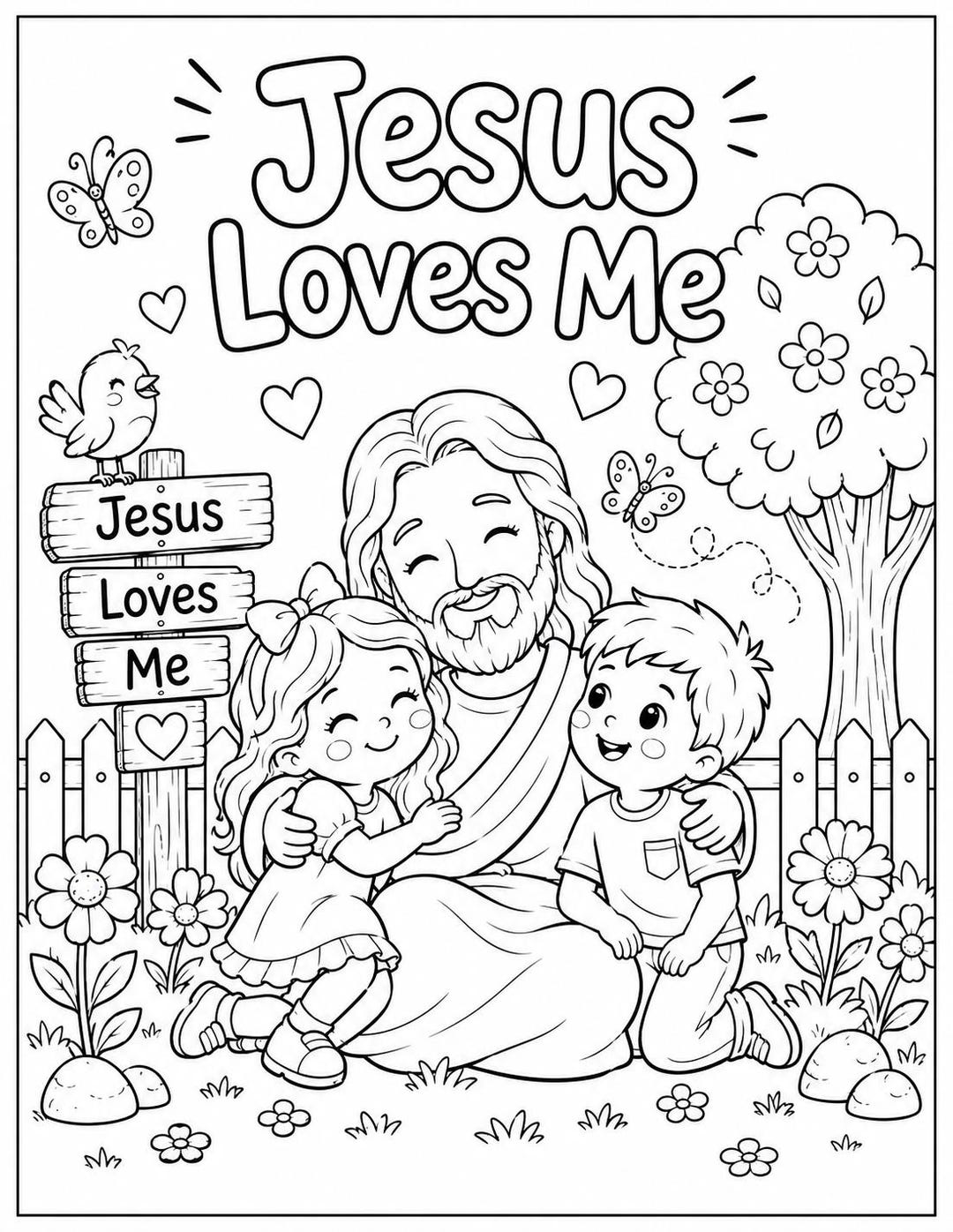 Jesus Loves Me Coloring Page for Kids | Christian Printable Coloring ...