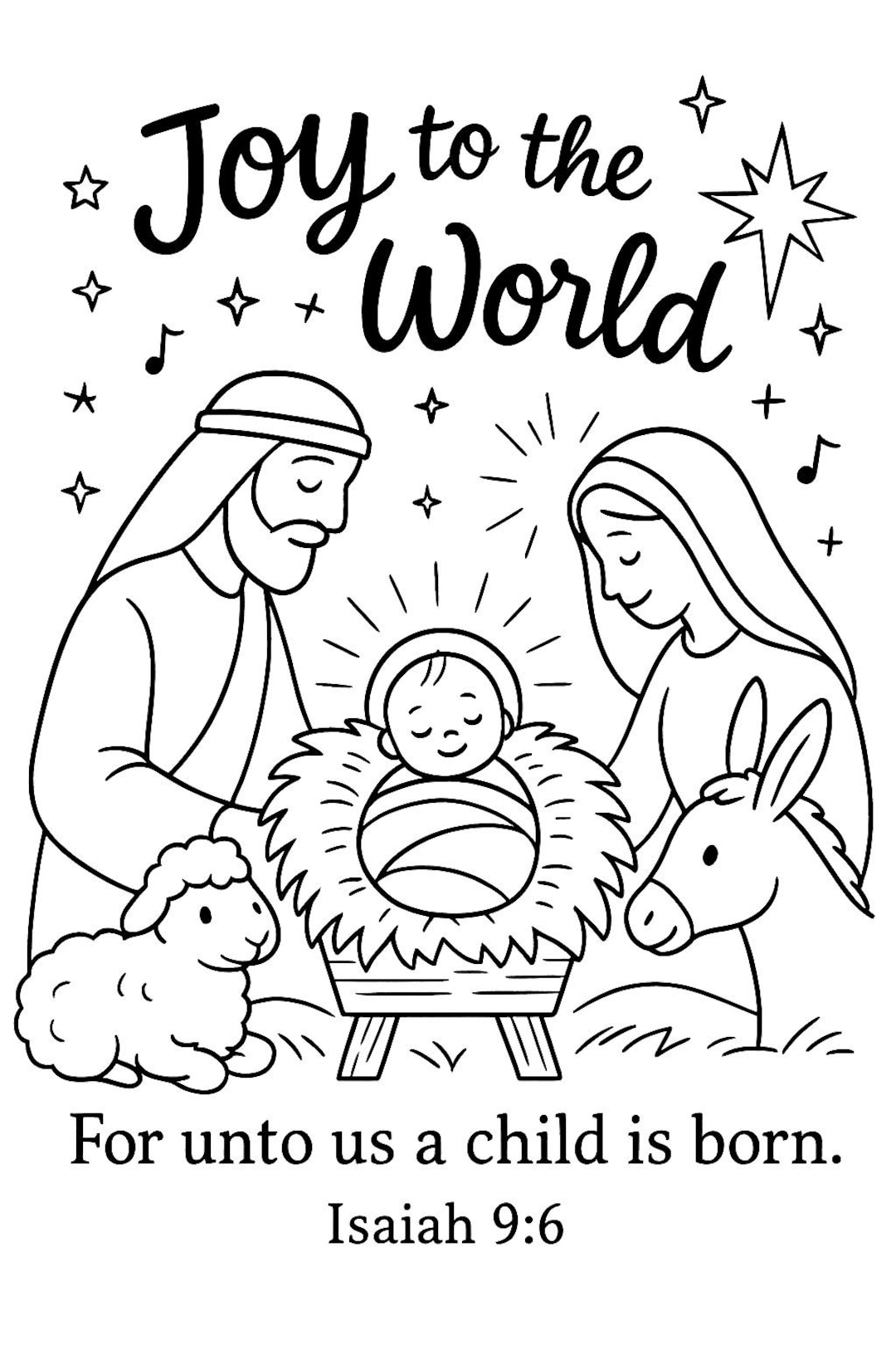 Baby Jesus in Manger Coloring Page | “joy to the World” Nativity ...