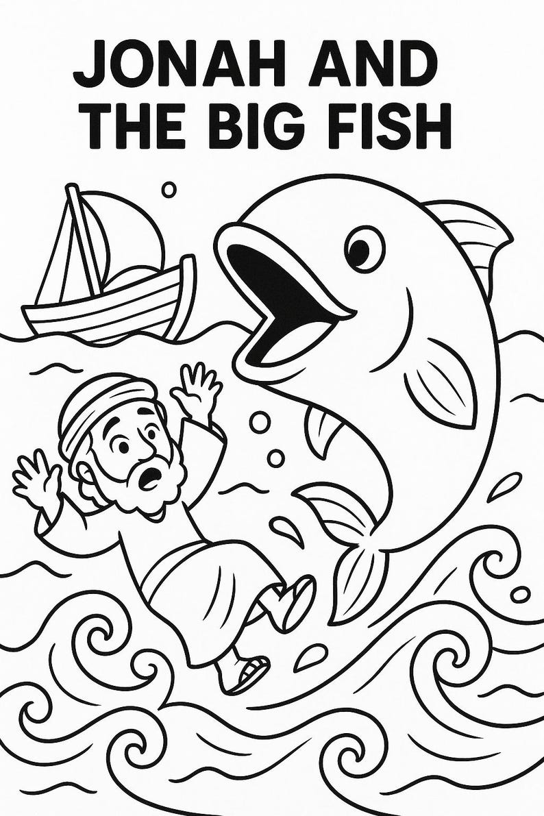 Jonah and the Big Fish – Bible Story Activity Packet - Etsy