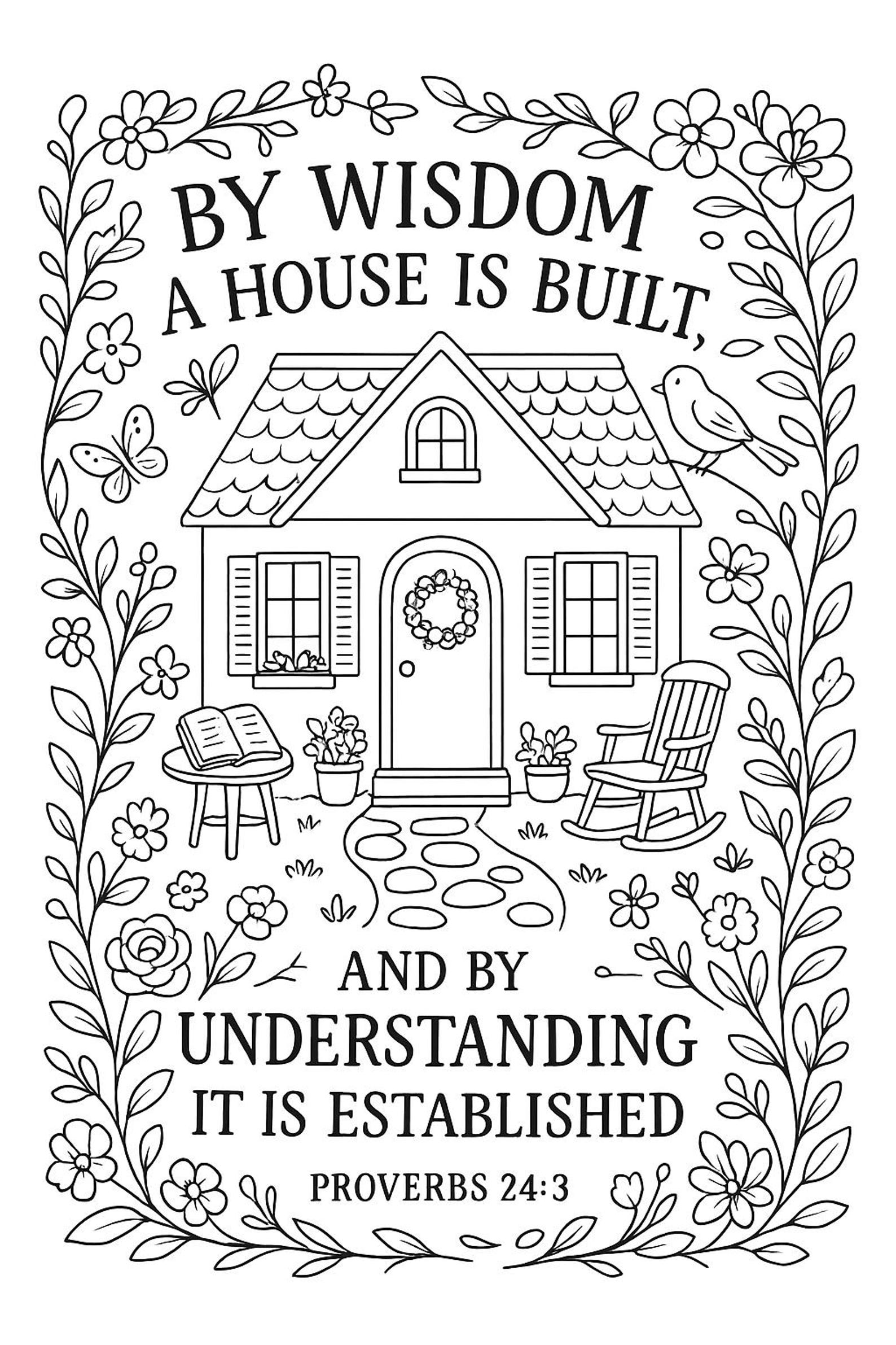Proverbs 24:3 Bible Verse Coloring Page and Study Guide | Christian ...