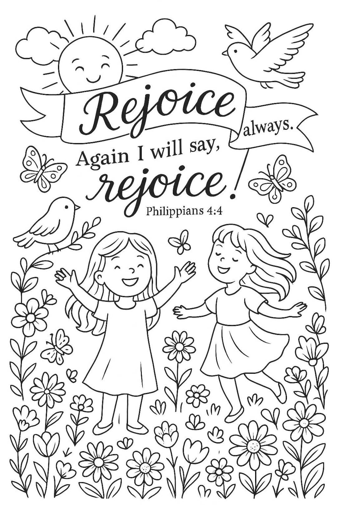 Philippians 4:4 Coloring Page – Rejoice in the Lord Always – Christian ...