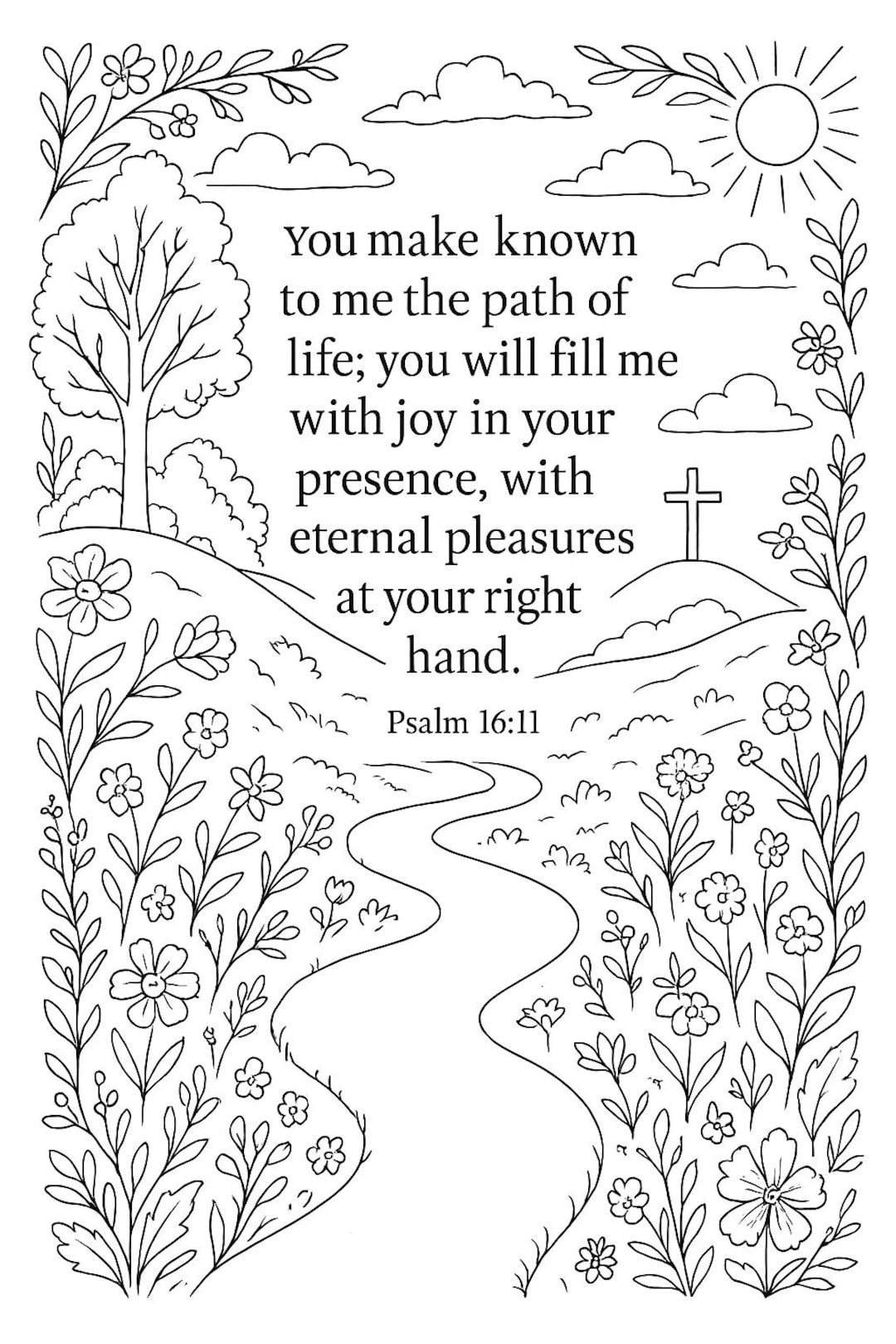 Psalm 16:11 Bible Verse Coloring Page + Study Guide | Christian ...