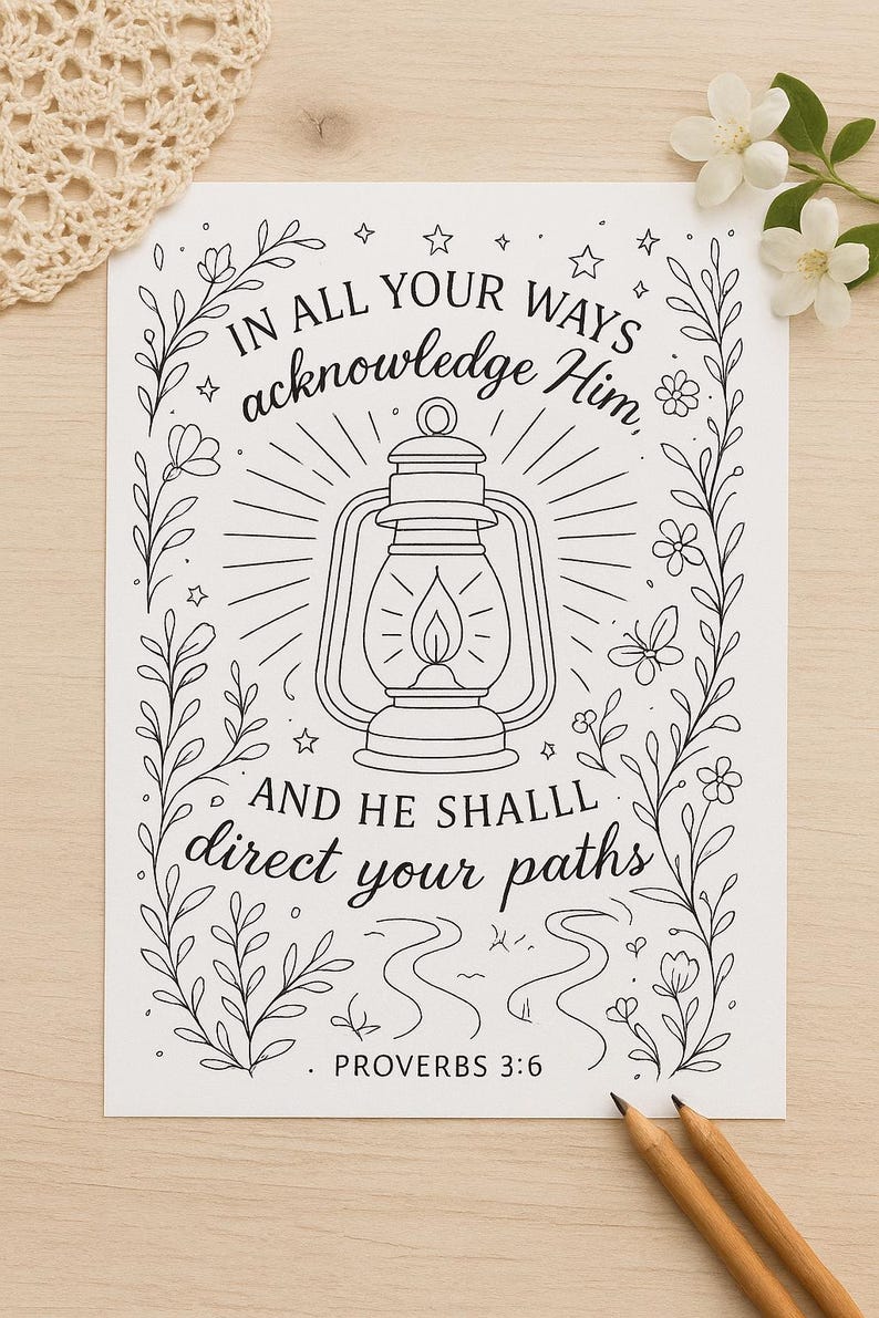 Proverbs 3:6 Bible Verse Coloring Page | Christian Coloring Sheet ...