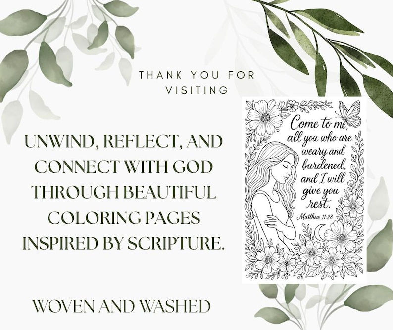 Matthew 11:28 Bible Verse Coloring Page – Christian Adult Coloring ...