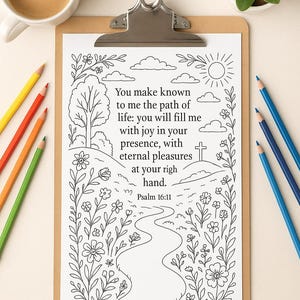 Psalm 16:11 Bible Verse Coloring Page + Study Guide | Christian ...
