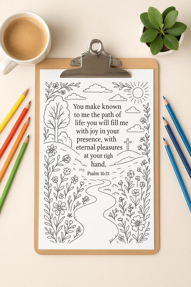 Psalm 16:11 Bible Verse Coloring Page + Study Guide | Christian ...
