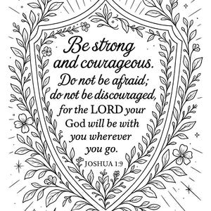 Joshua 1:9 Shield of Strength Bible Verse Coloring Page – Christian ...