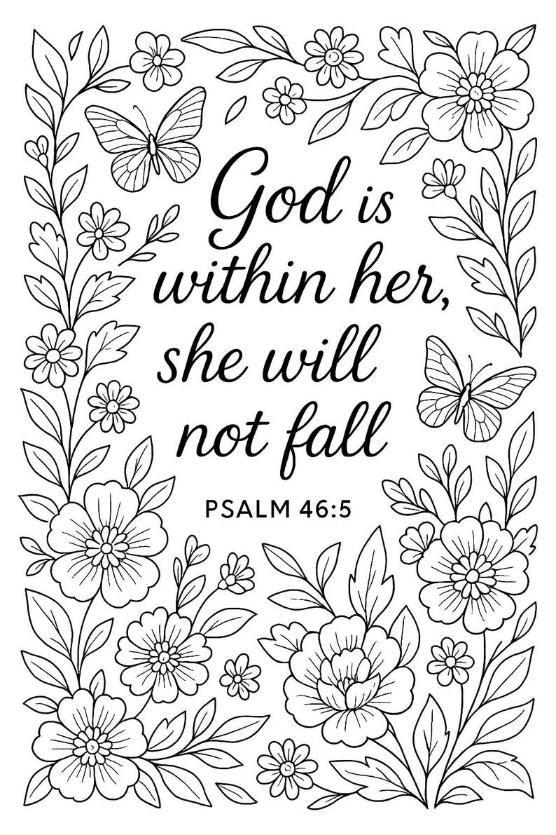 Psalm 46:5 Bible Verse Coloring Page | Christian Adult Coloring Page ...
