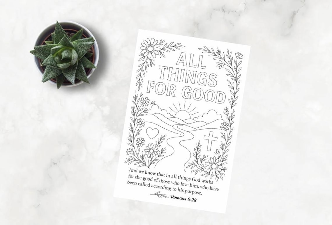Romans 8:28 Bible Verse Coloring Page | Christian Scripture Printable ...