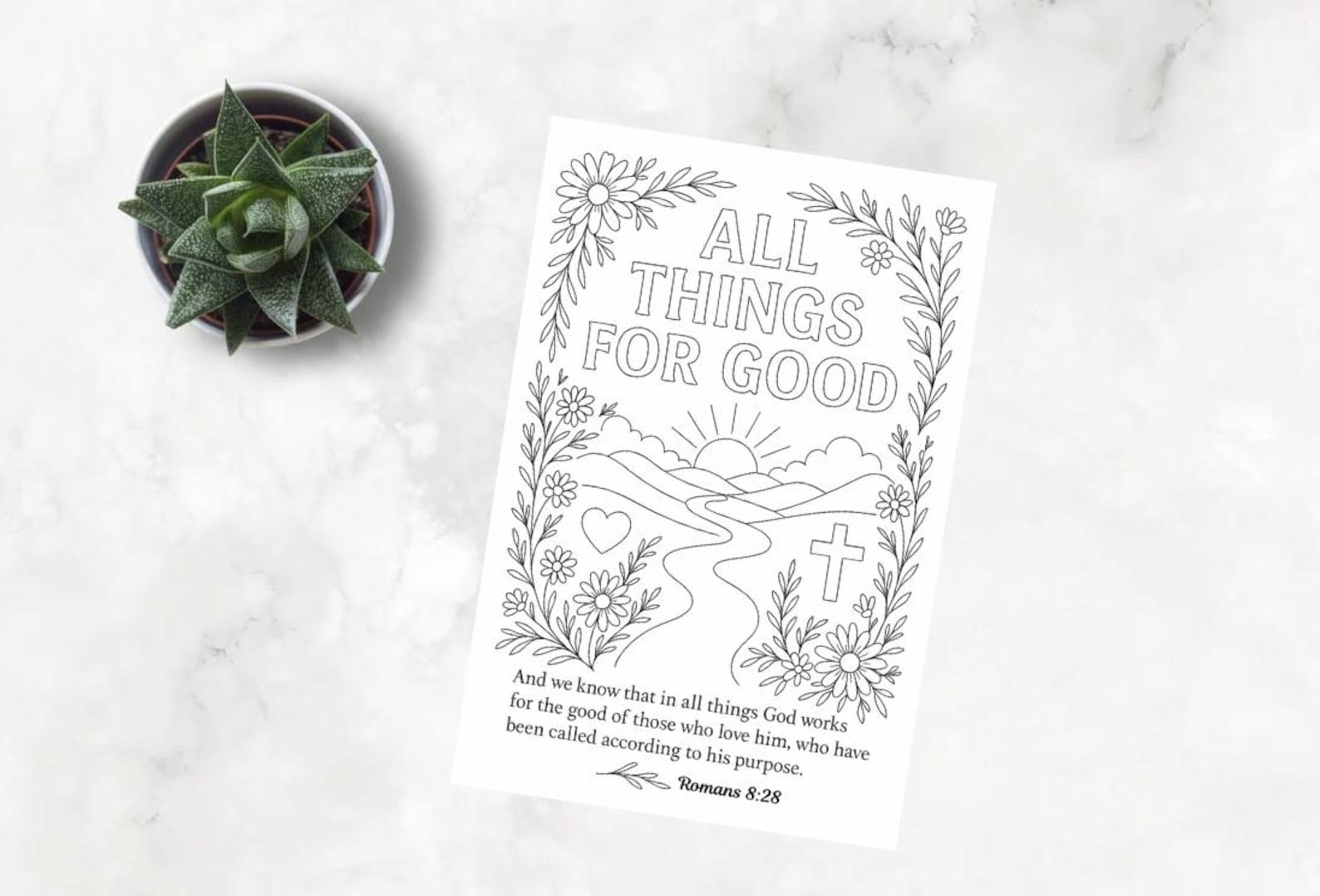 Romans 8:28 Bible Verse Coloring Page | Christian Scripture Printable ...