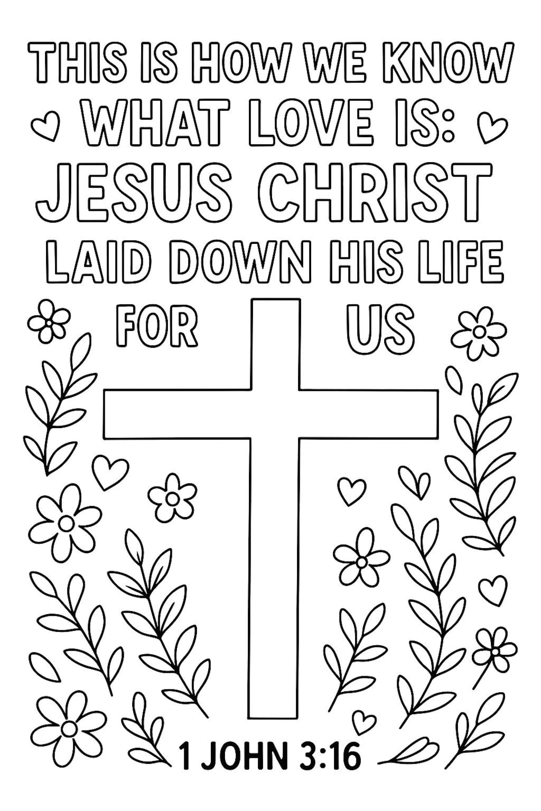 1 John 3:16 Bible Verse Coloring Page | Christian Printable Scripture ...